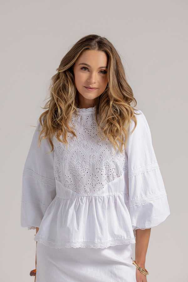 SLOANE BLOUSE - WHITE - Lunar Fox