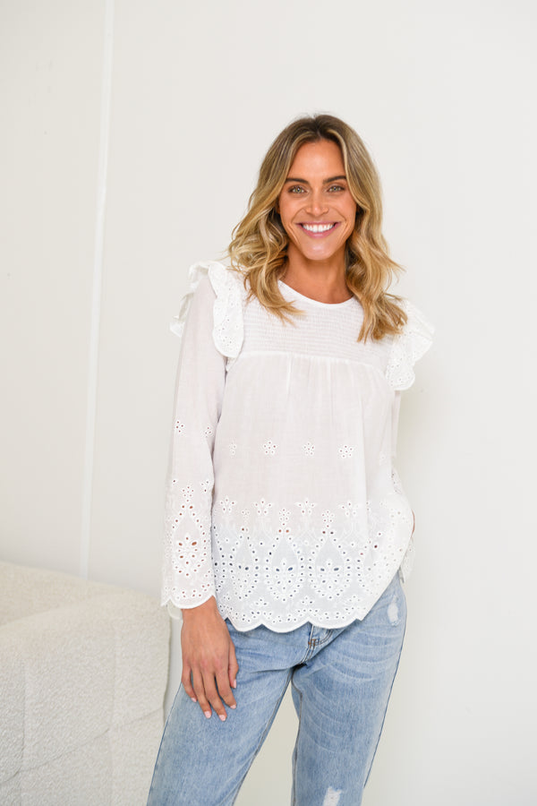 RAFFY BLOUSE - WHITE - Lunar Fox