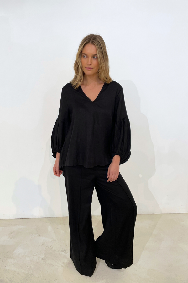 HALLIE BLOUSE - BLACK - Lunar Fox