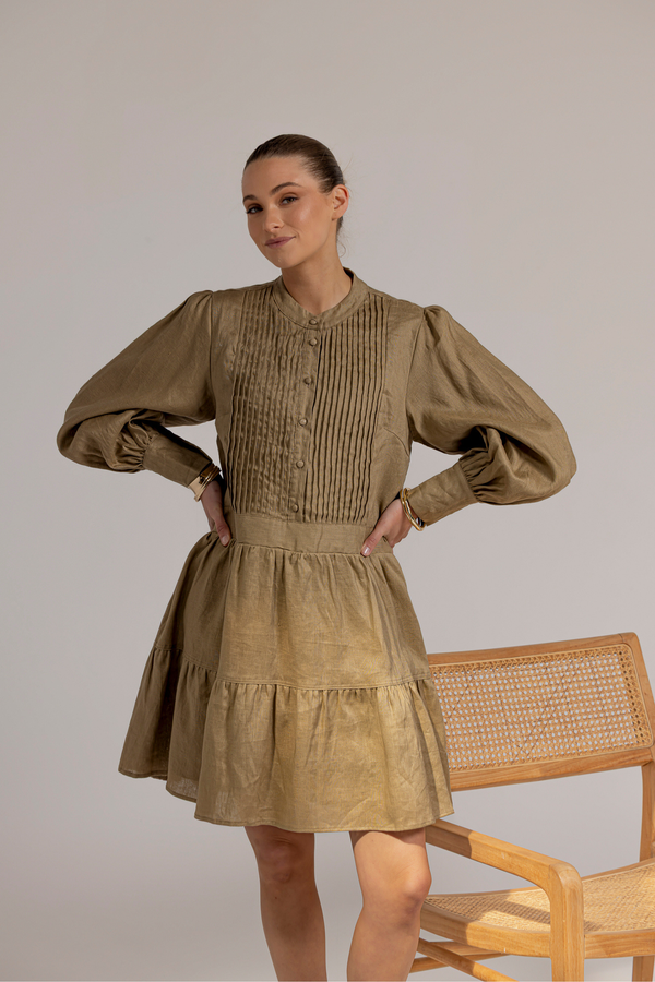 LINDSAY DRESS - KHAKI - Lunar Fox
